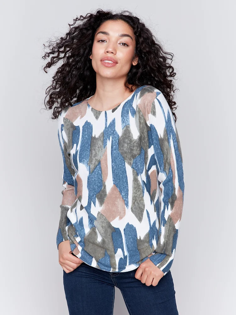 Printed Round Hem Sweater – Modella Lifestyle