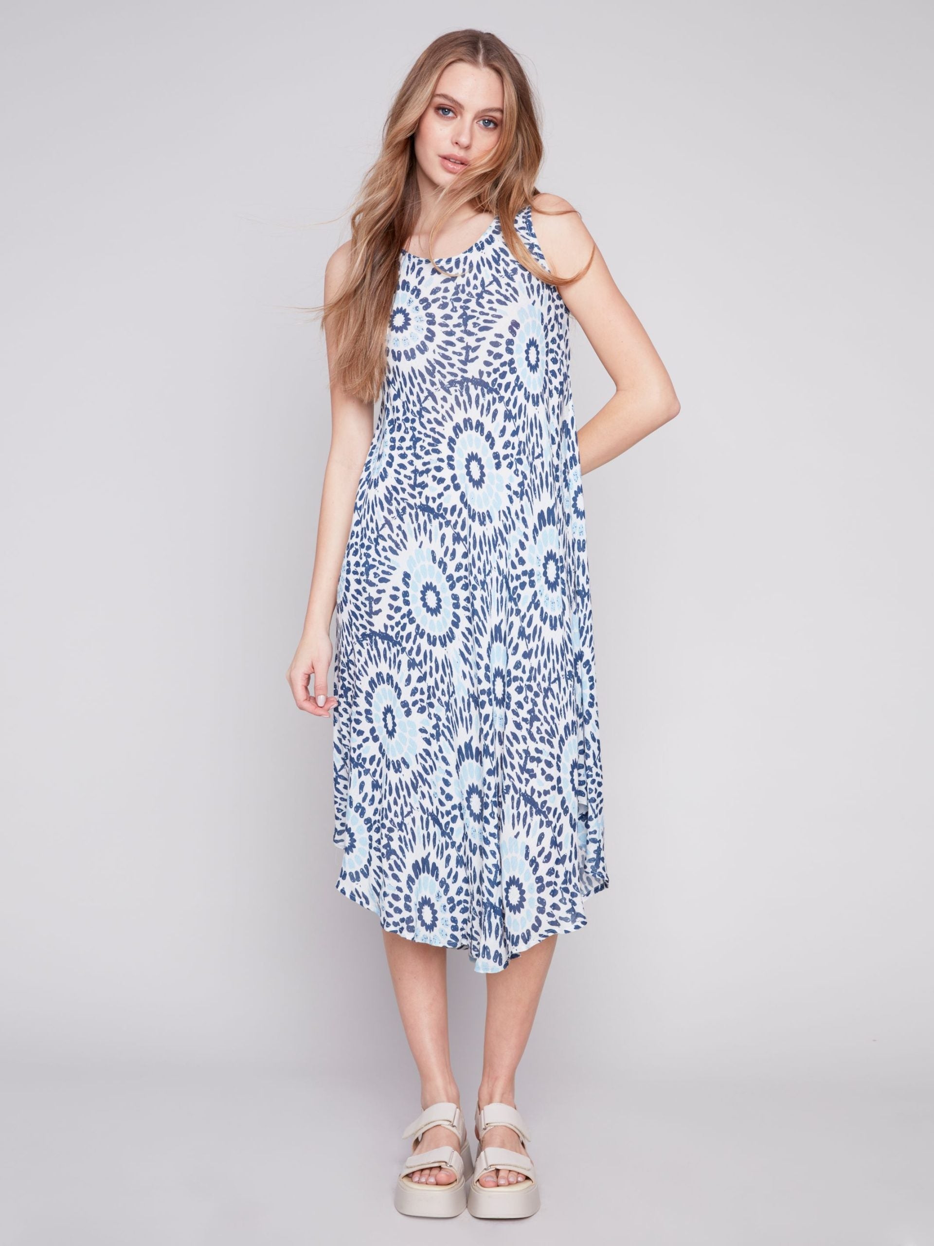 Sleeveless Printed Rayon Dress – Modella Lifestyle
