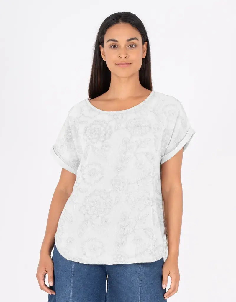 Embossed Floral T-Top – Modella Lifestyle