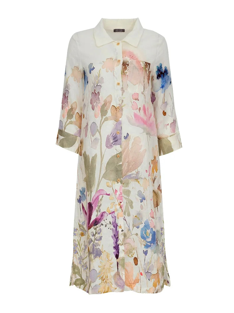 Long Sleeve Button Front Linen Dress – Modella Lifestyle