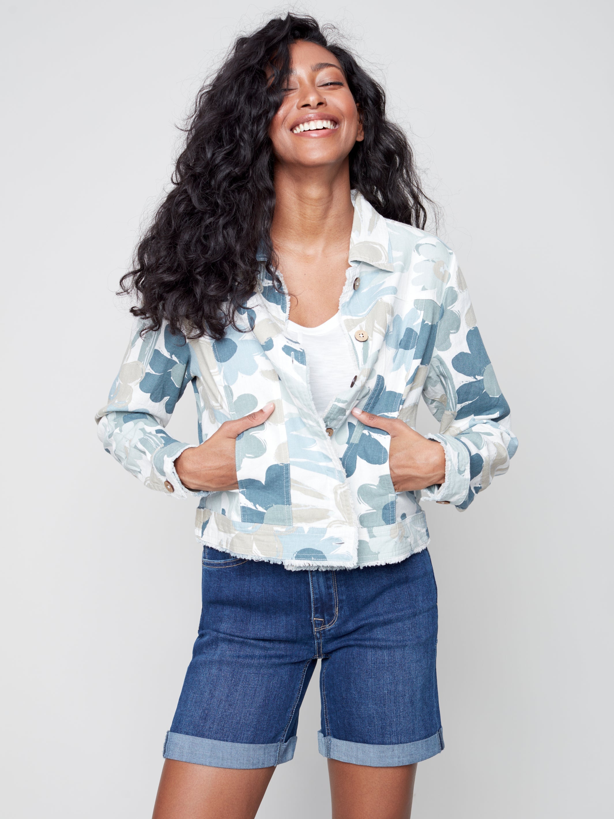 Linen Blend Print Jacket – Modella Lifestyle